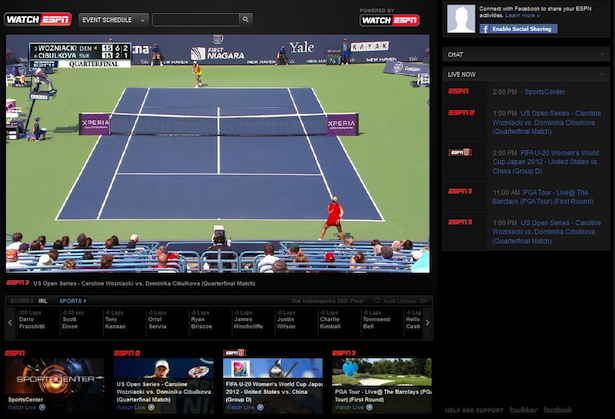 Sample ESPN3's vast sports menu: college football, US Open, cricket ...