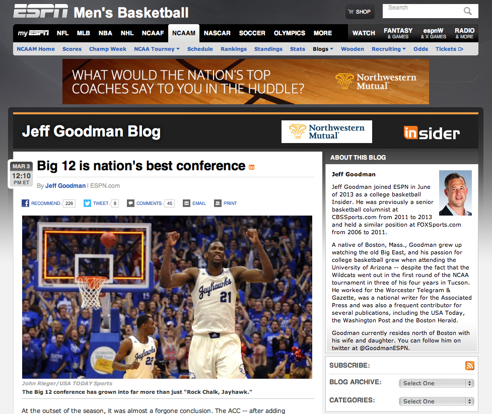 College Basketball Insider Jeff Goodman hones his television skills ...