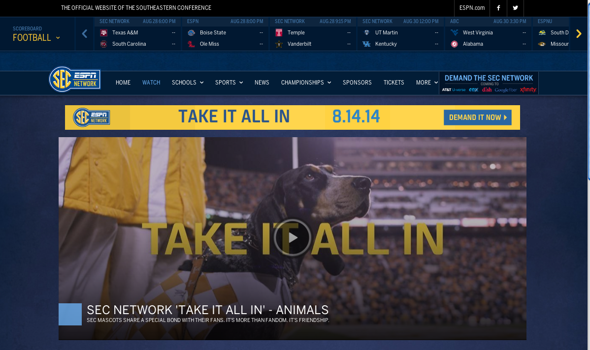 SEC Network begins its digital rollout - ESPN Front Row